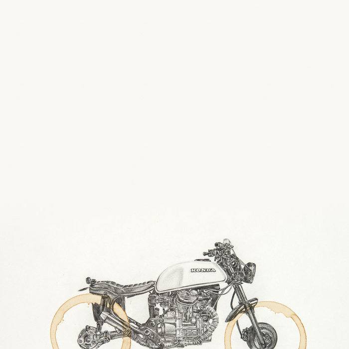 Honda CX 500 Coffee Ring Drawing - Custom Framed Art | Level Frames